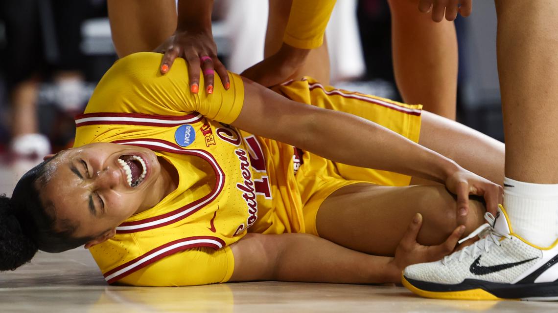 USC star JuJu Watkins suffers season-ending knee injury in March Madness win over Mississippi ...