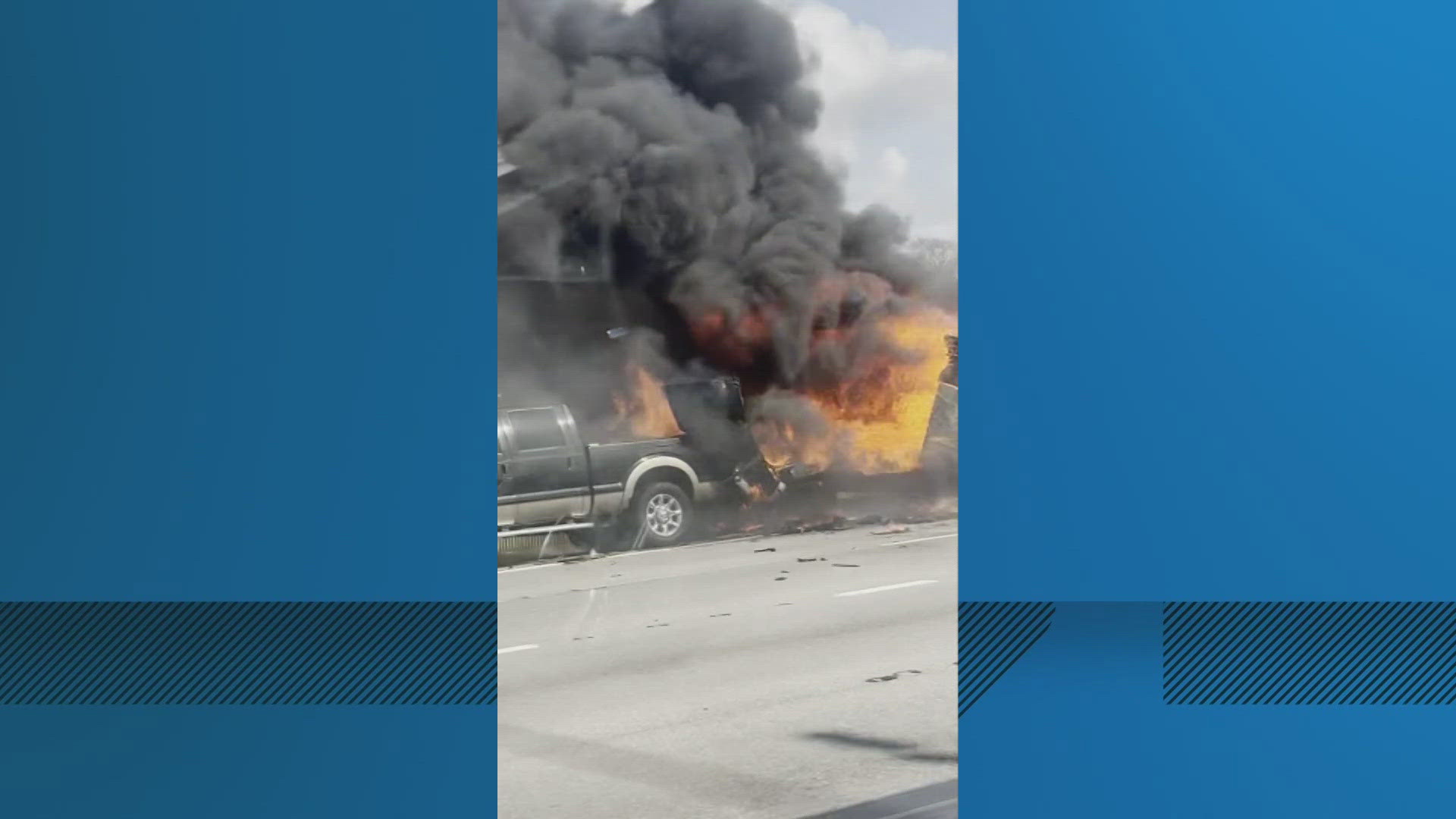 Traffic chaos on I-10 as nitrous oxide trailer erupts into flames ...