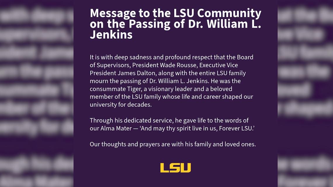 LSU mourns death of former President Dr. William L. Jenkins | wwltv.com