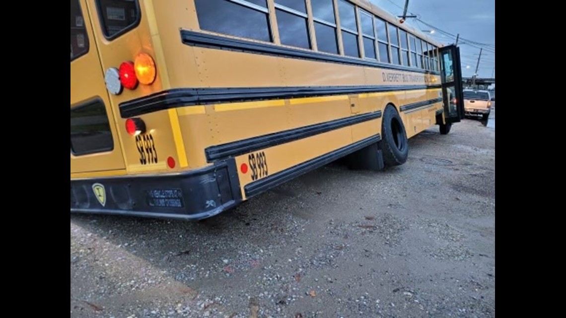 School bus with students got stuck in a pothole Tuesday and then it ...