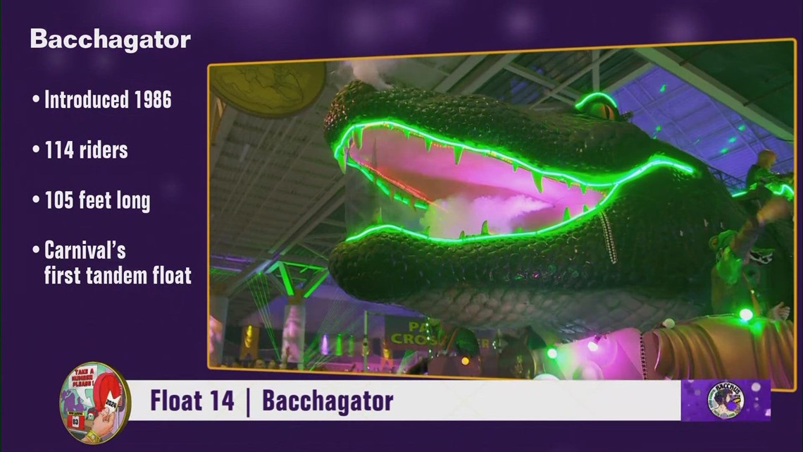 Krewe of Bacchus 'Bacchagator' float has over 100 riders | wwltv.com