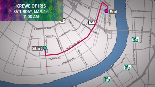 Krewe of Iris parade route and time 2025 | wwltv.com