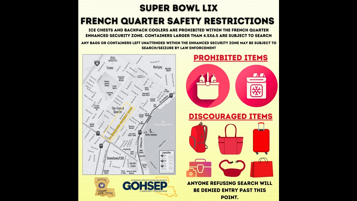 Super Bowl LIX Security: French Quarter checkpoints, bag searches | wwltv.com