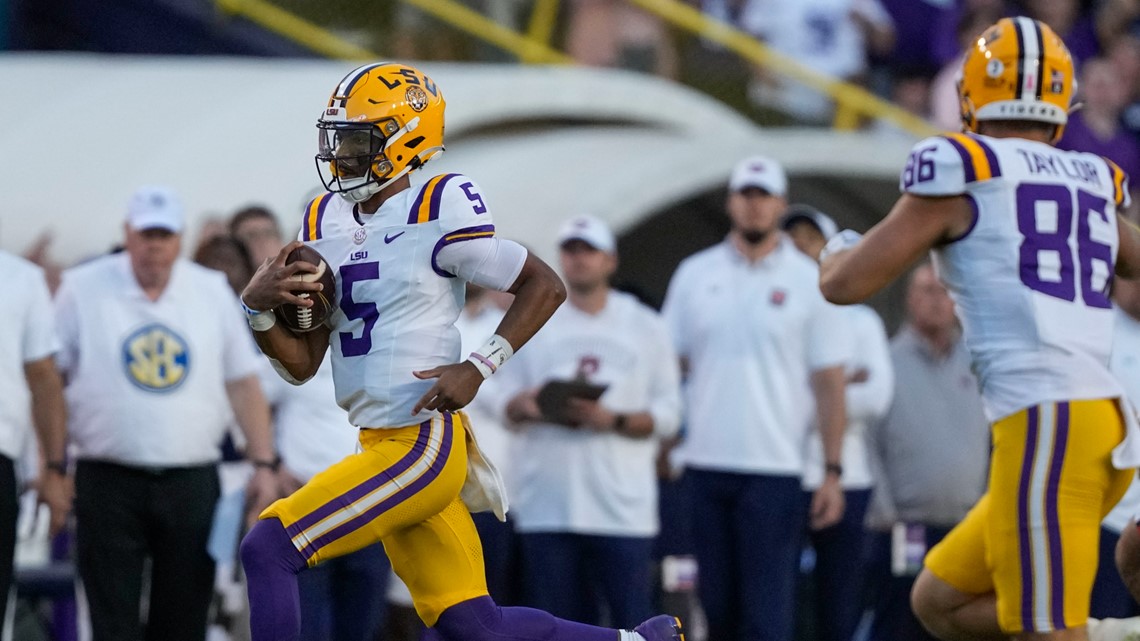 Daniels and No. 22 LSU's offense is prolific again in a 48-18 win over ...