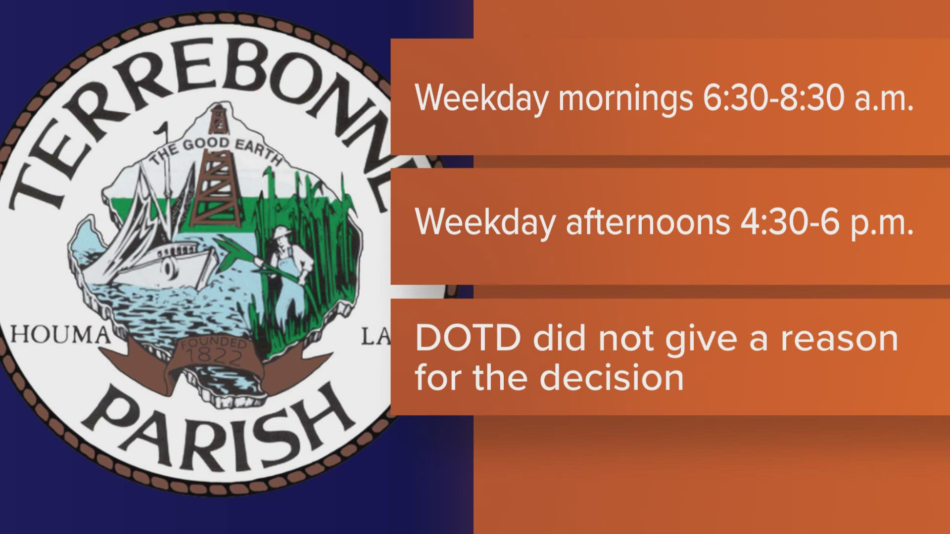 Dularge Bridge reopens for weekday rush hour only after tugboat crash ...