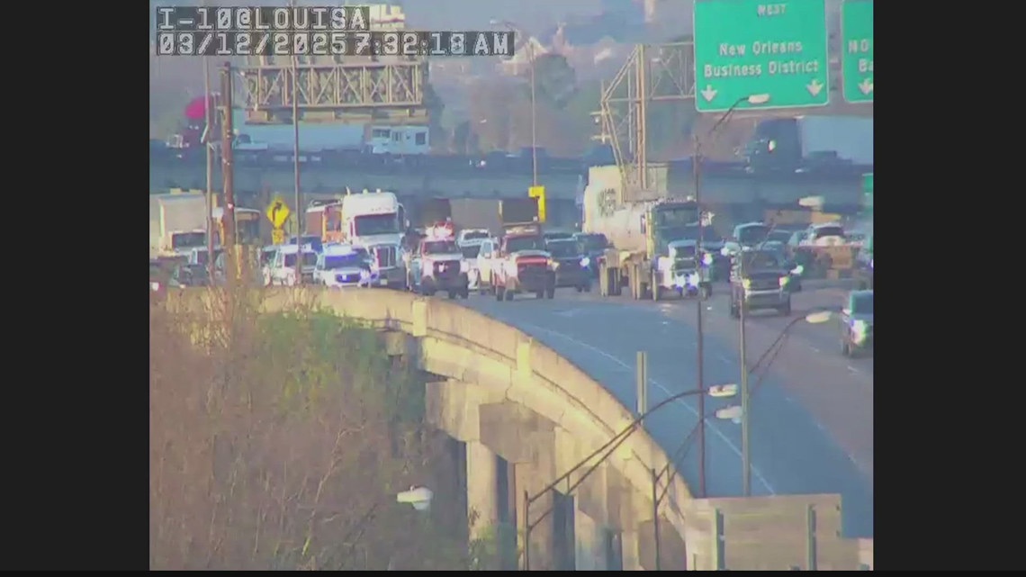 Traffic delays after accident on I-10 E at I-610 merge in New Orleans ...