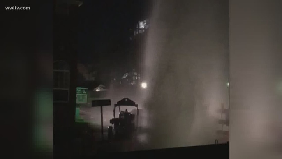 Geyser explodes from water leak across from S&WB power plant | wwltv.com