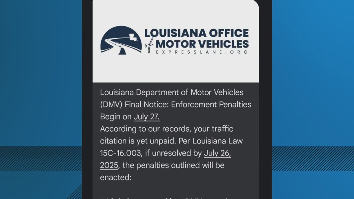 Louisiana OMV warns about text message scam | wwltv.com