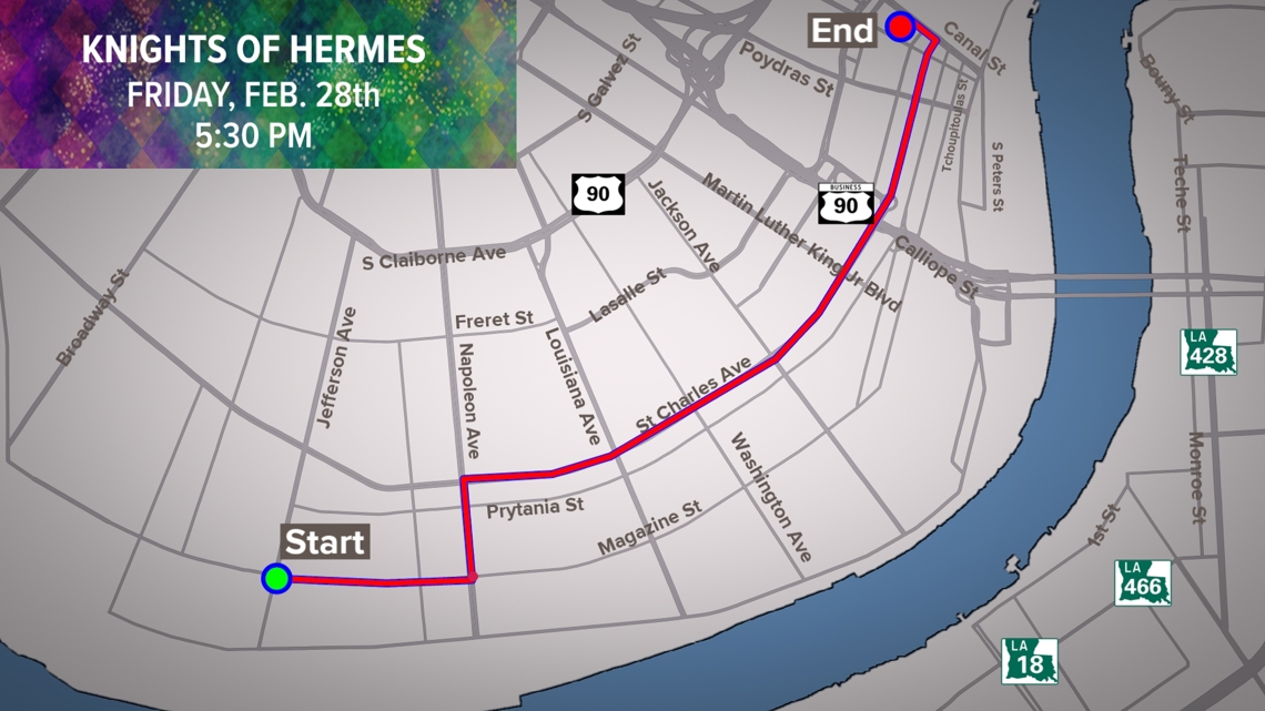 Krewe of Hermes parade route | wwltv.com