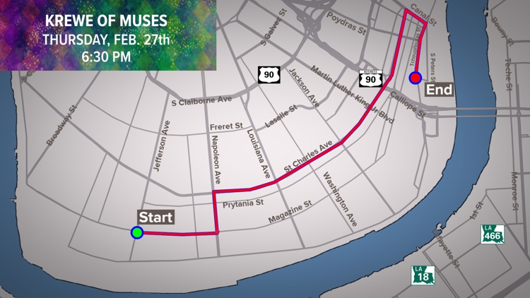 Krewe of Muses parade route and time 2025 | wwltv.com