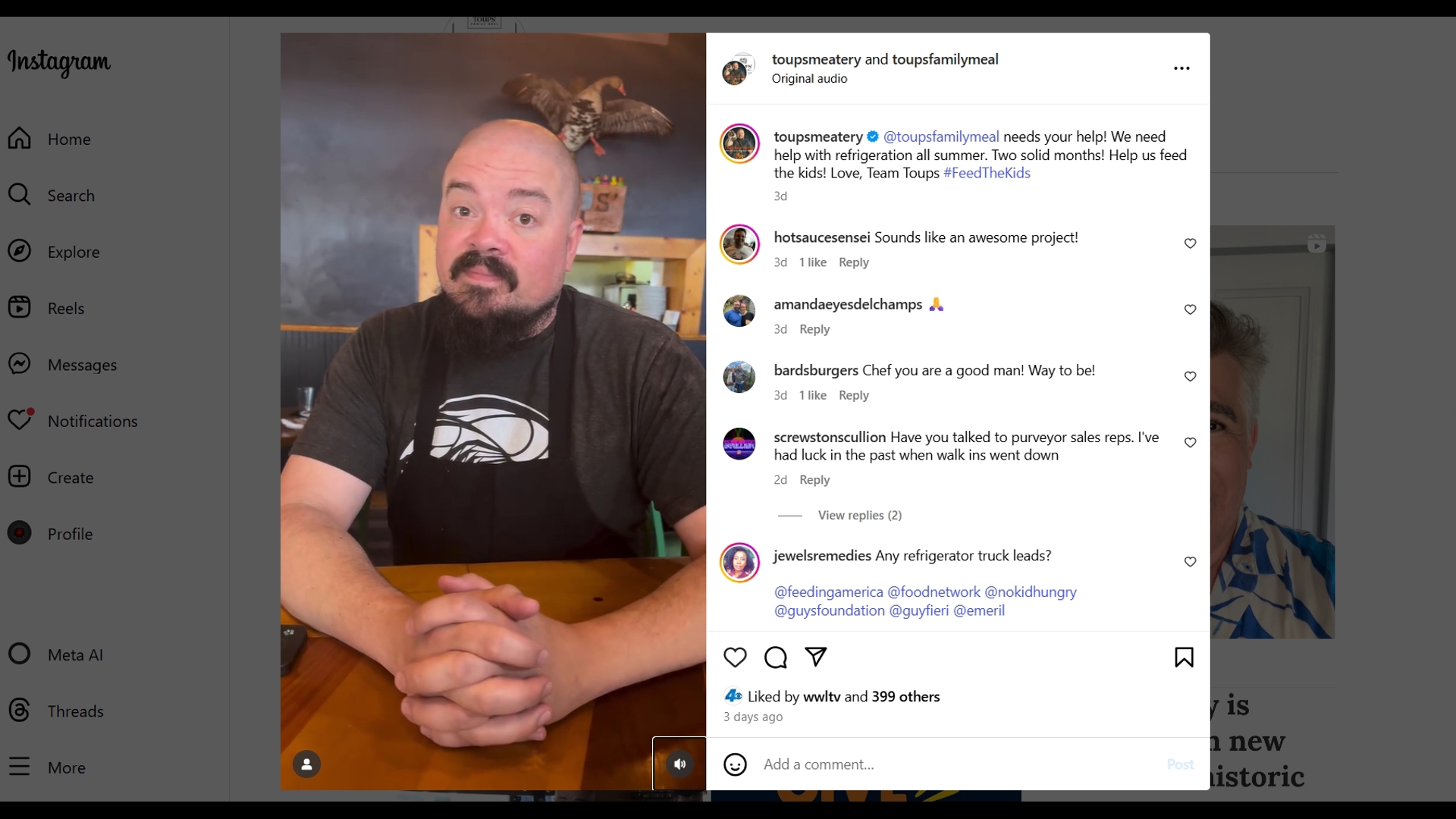 Toups’ Family Meal Needs Refrigerated Truck to Feed Families | wwltv.com