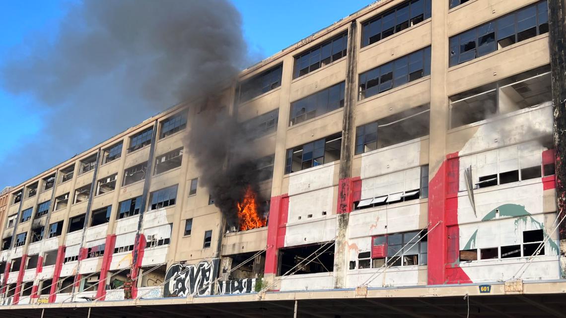 Abandoned naval base in Bywater area catches fire again | wwltv.com
